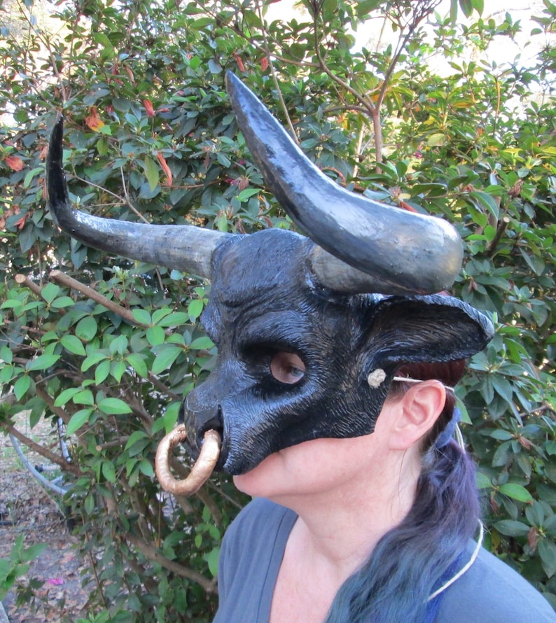 Minotaur Bull mask Mythological beast Taurus Black Bull | Etsy