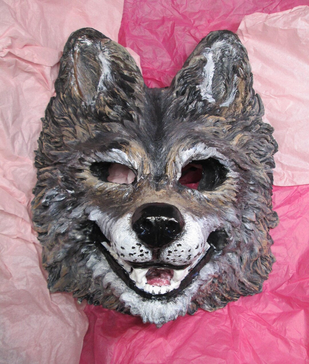 Wolf Mask, Grey Wolf, Full Face Mask, Whimsical, Costume Mask ...