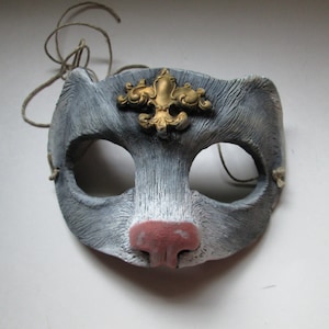 Silver Mink Mask, Ferret, Animal Mask, Hand Painted, Pink Nose ...