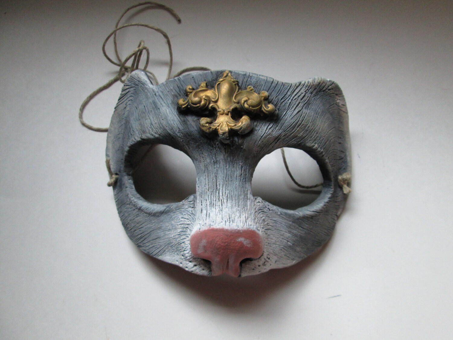 Silver mink mask Ferret animal mask hand painted pink | Etsy