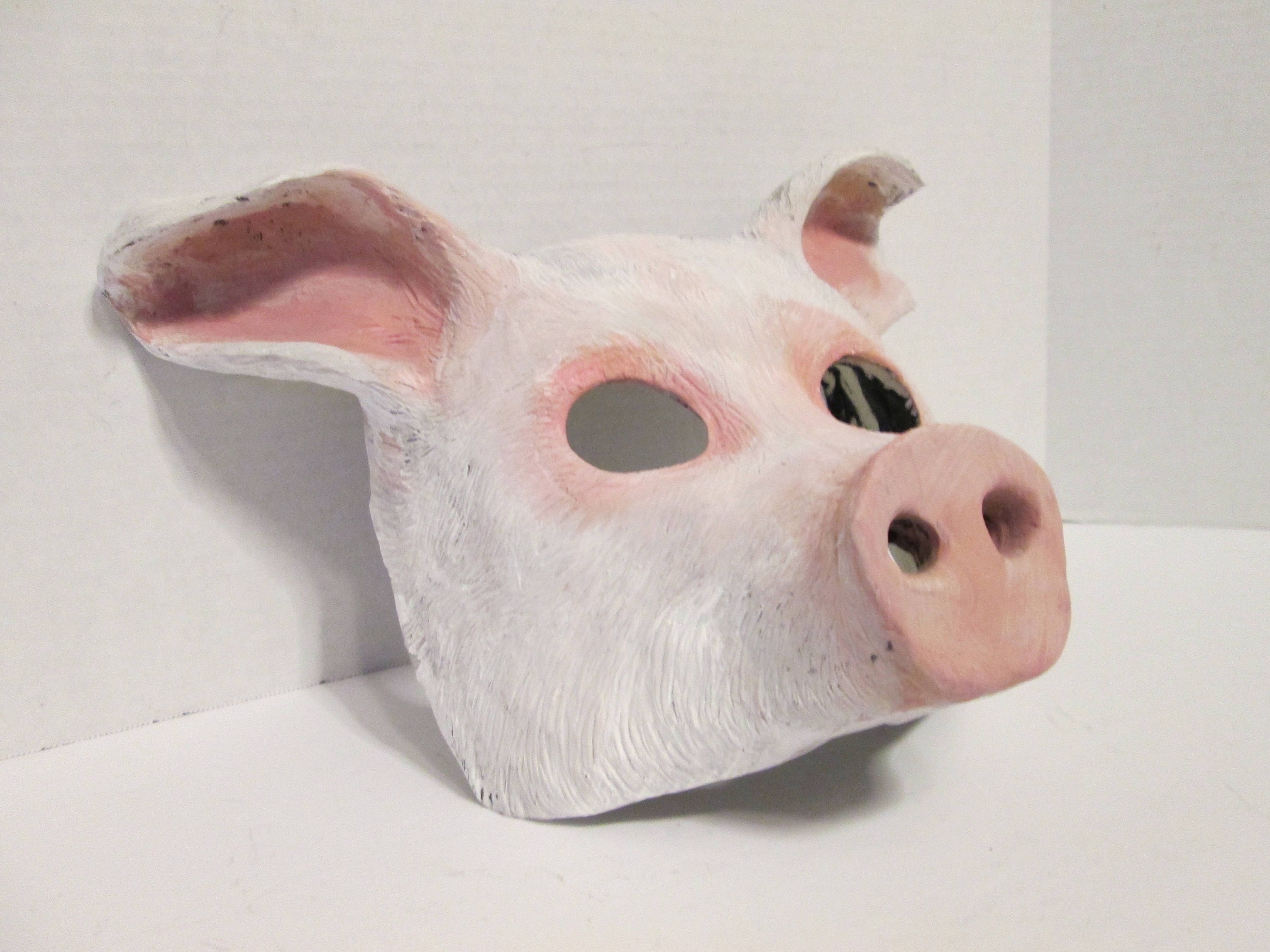 Pig Mask Realistic Farm Animal Mask Pink Pig Hand Painted - Etsy