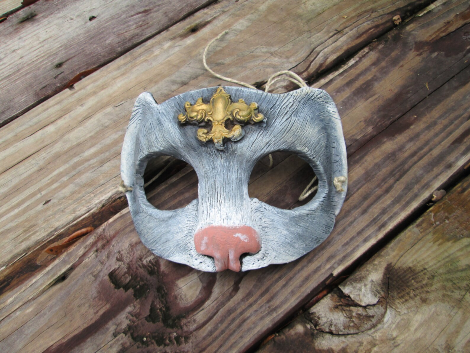 Silver mink mask Ferret animal mask hand painted pink | Etsy