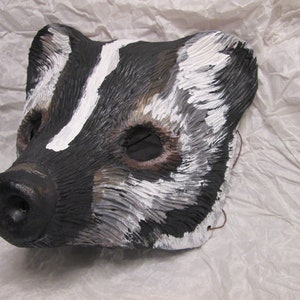 Badger, Costume Mask, Badger Mask, Wild Animal Costume Mask, Hand ...