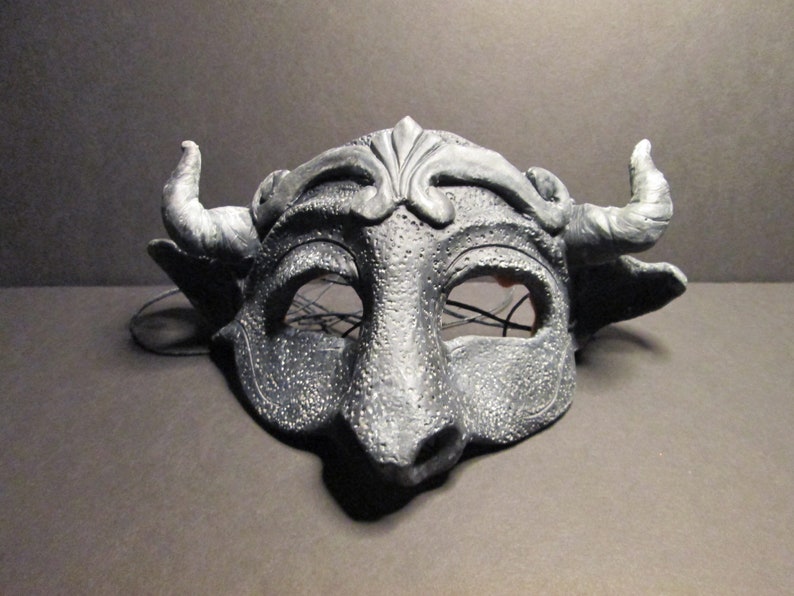 Cute Gargoyle Gargoyle Mask Masquerade Mask Silver and | Etsy