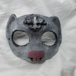 Silver Mink Mask, Ferret, Animal Mask, Hand Painted, Pink Nose ...
