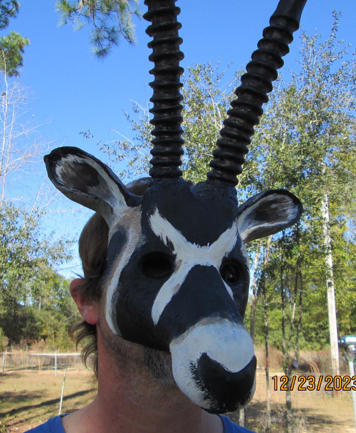 Handmade Gemsbok Costume Mask: Faux Antlers, Wildlife Art - Etsy