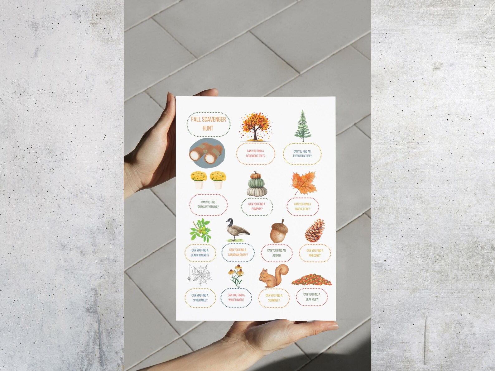 Fall Scavenger Hunt Printable- Preschool Printable- Homeschool ...