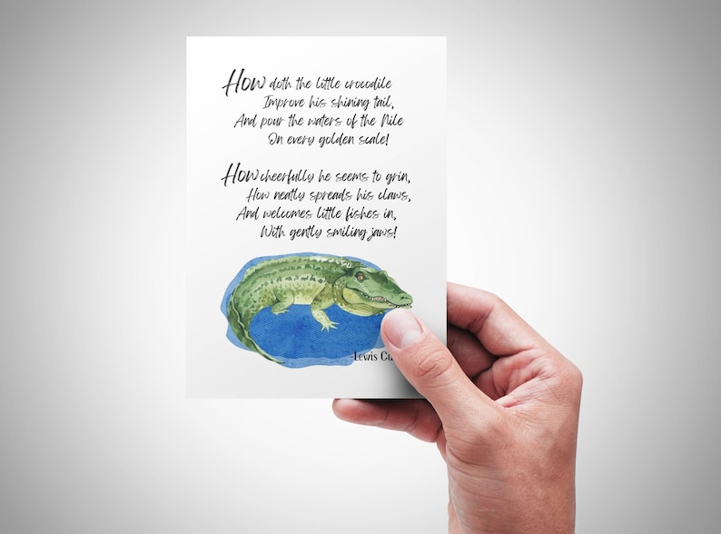 Crocodile Poem Print: Lewis Carroll, Classic Nursery Art (digital ...