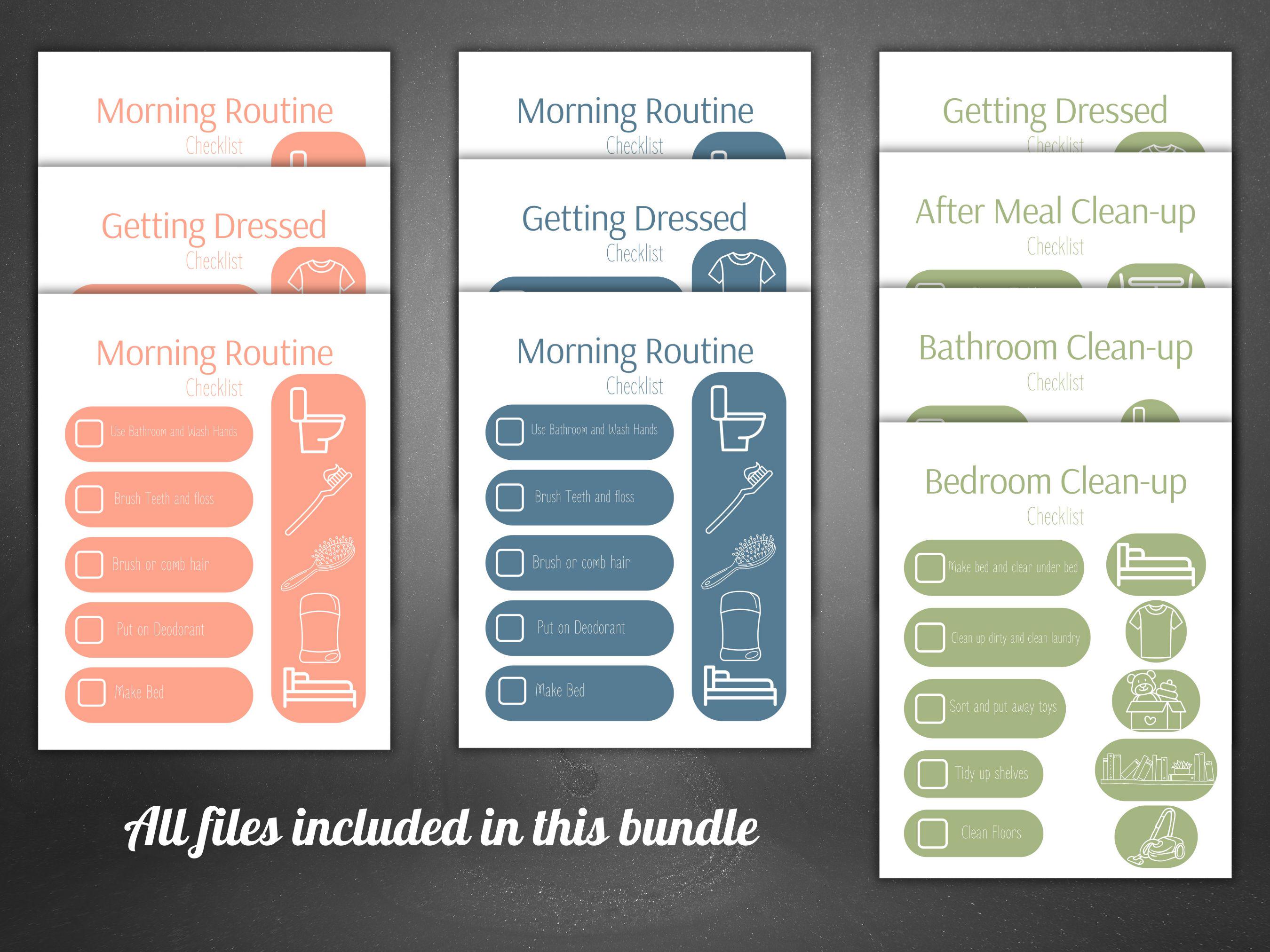 Visual Checklist Bundle Kids Cleaning List Preschool Check List Getting ...