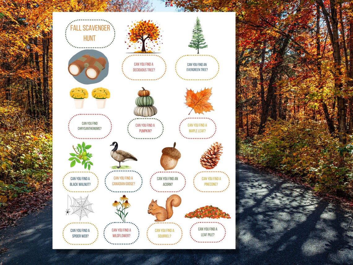Fall Scavenger Hunt Printable- Preschool Printable- Homeschool ...