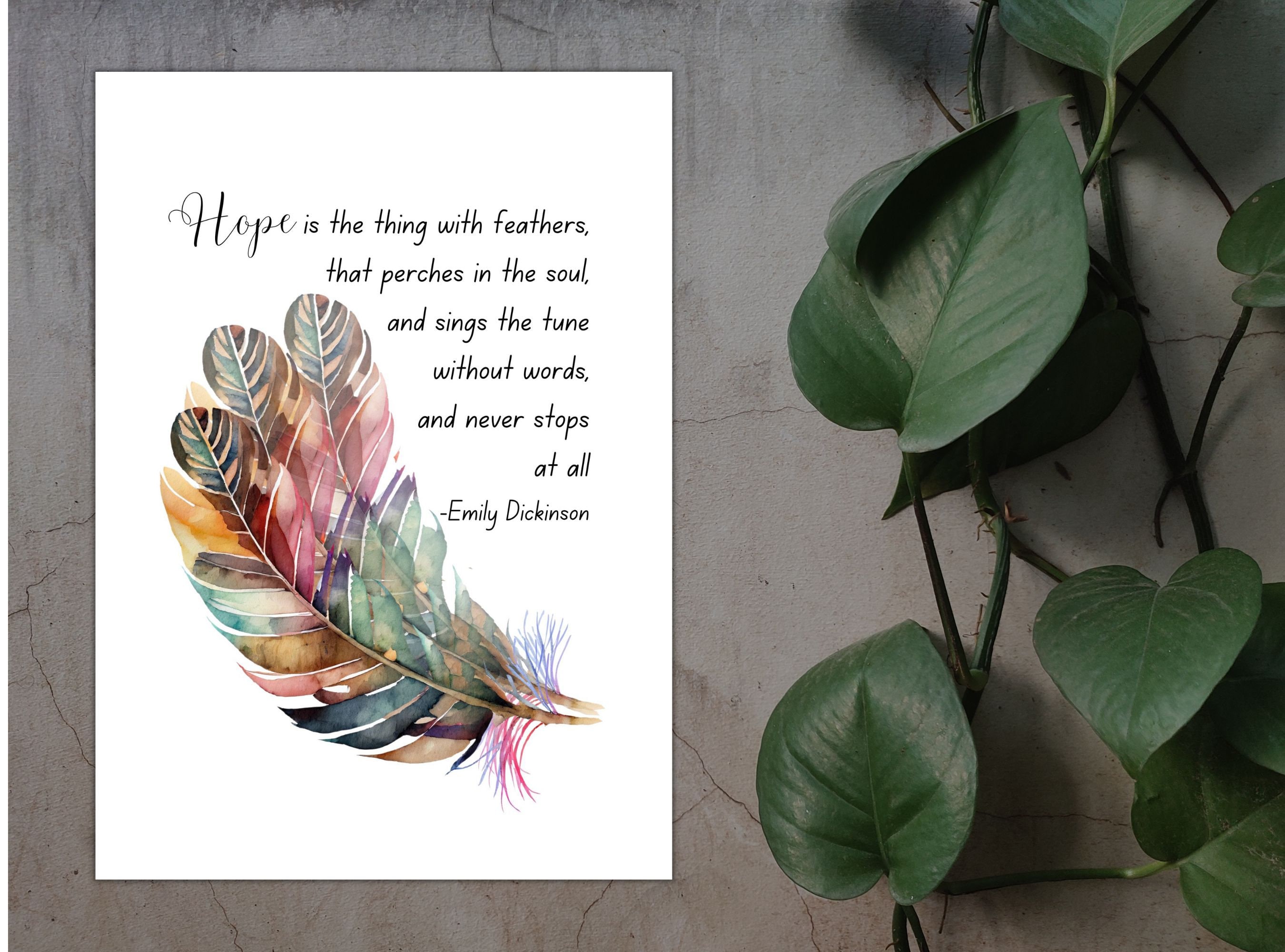 Hope is the Thing With Feathers- Printable Art- Instant Download- Emily ...