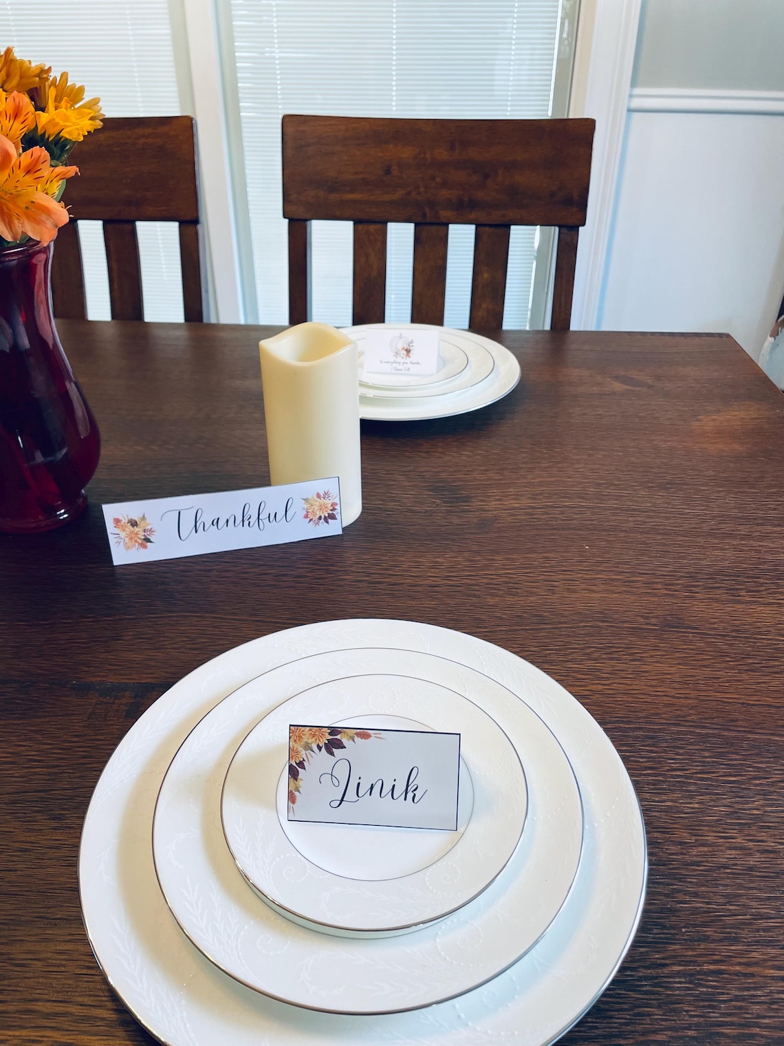 Thanksgiving Table Place Card Printable- Personalized- Custom- Fall ...