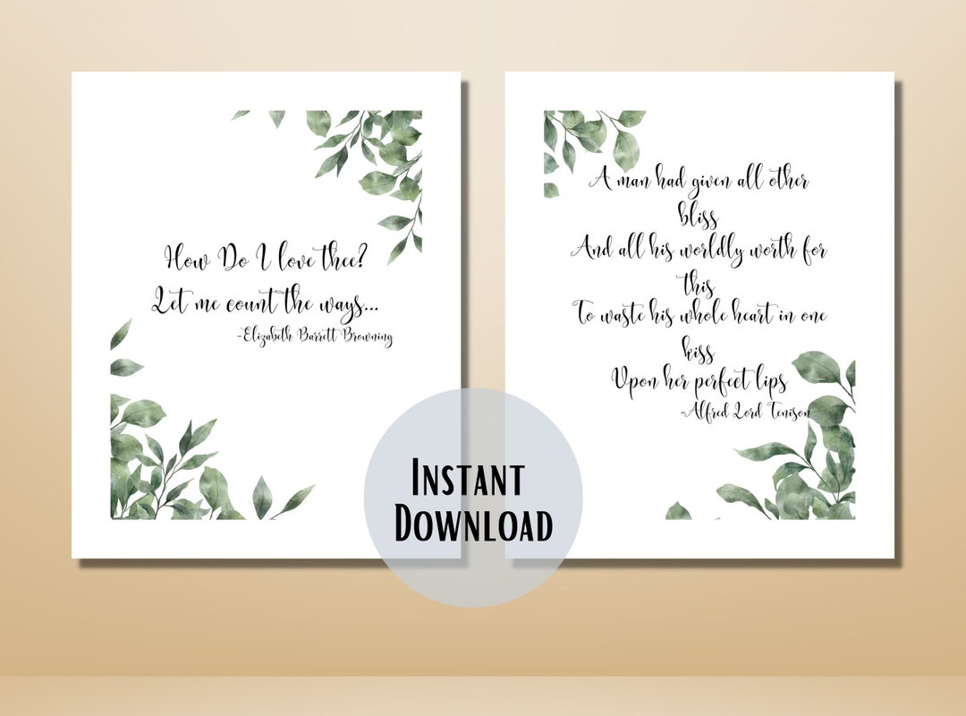 Romantic Poetry Prints Set – Browning & Tennyson (digital Download) - Etsy