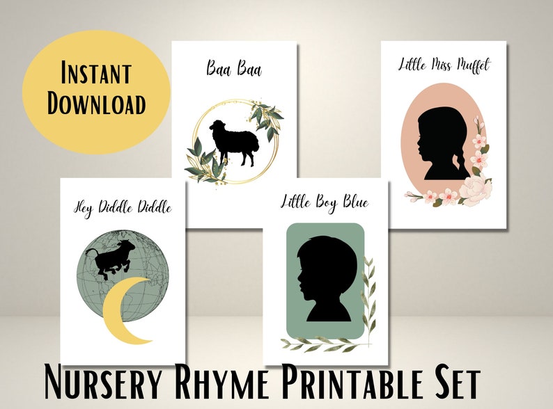 Nursery Rhyme Printable Set, Nursery Décor, Baby Room Decorations ...