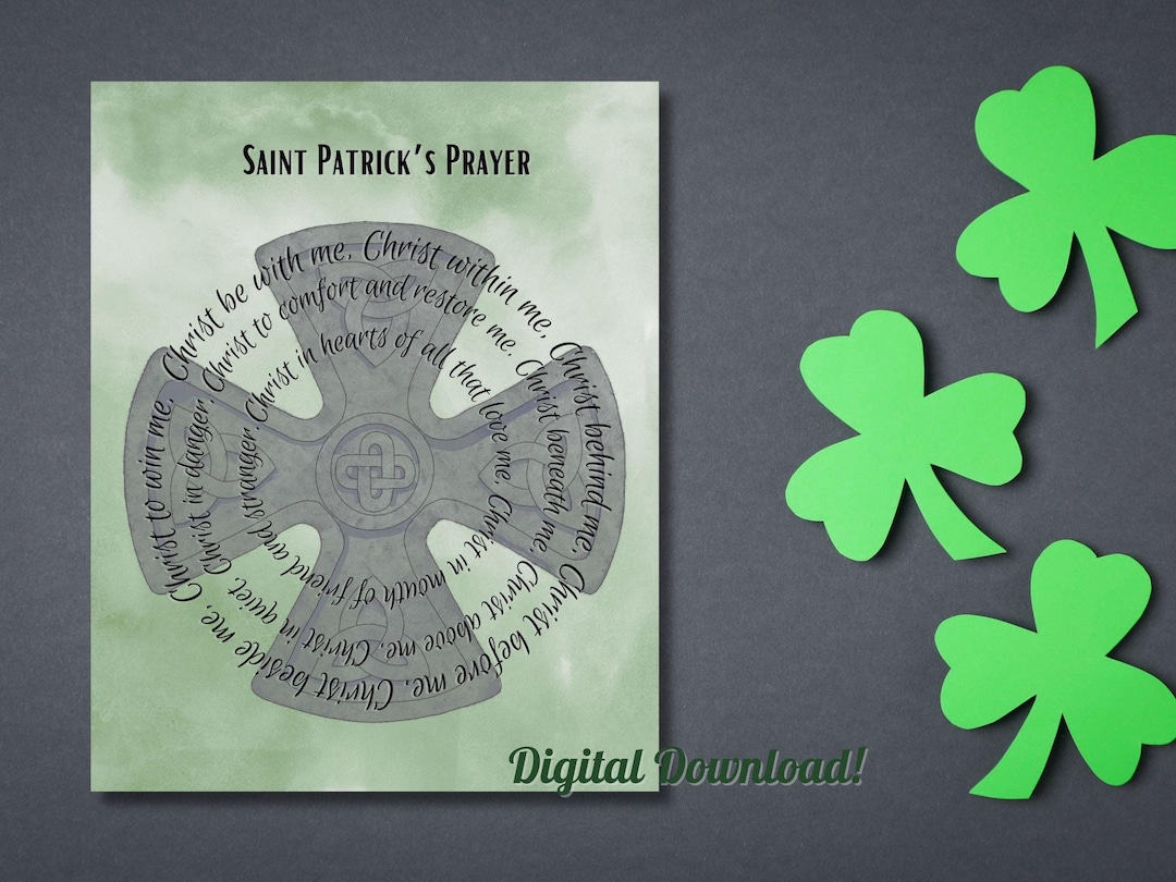 Saint Patrick's Prayer, Printable Art, Christ Be With Me, Holiday Gift ...