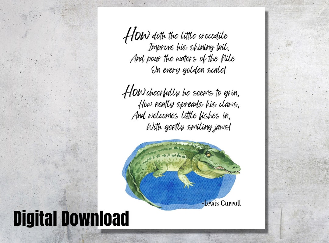 Crocodile Poem Print: Lewis Carroll, Classic Nursery Art (digital ...
