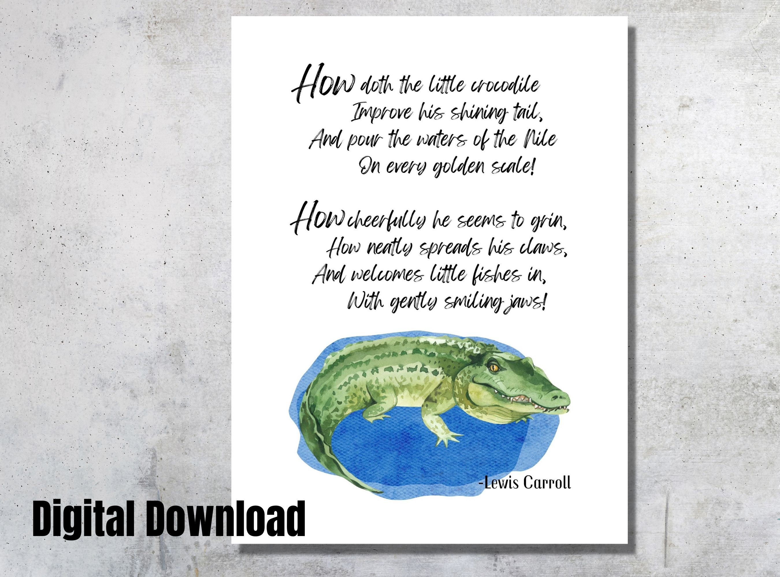 Crocodile Poem Print- Lewis Carroll Poetry- How Doth the Little ...