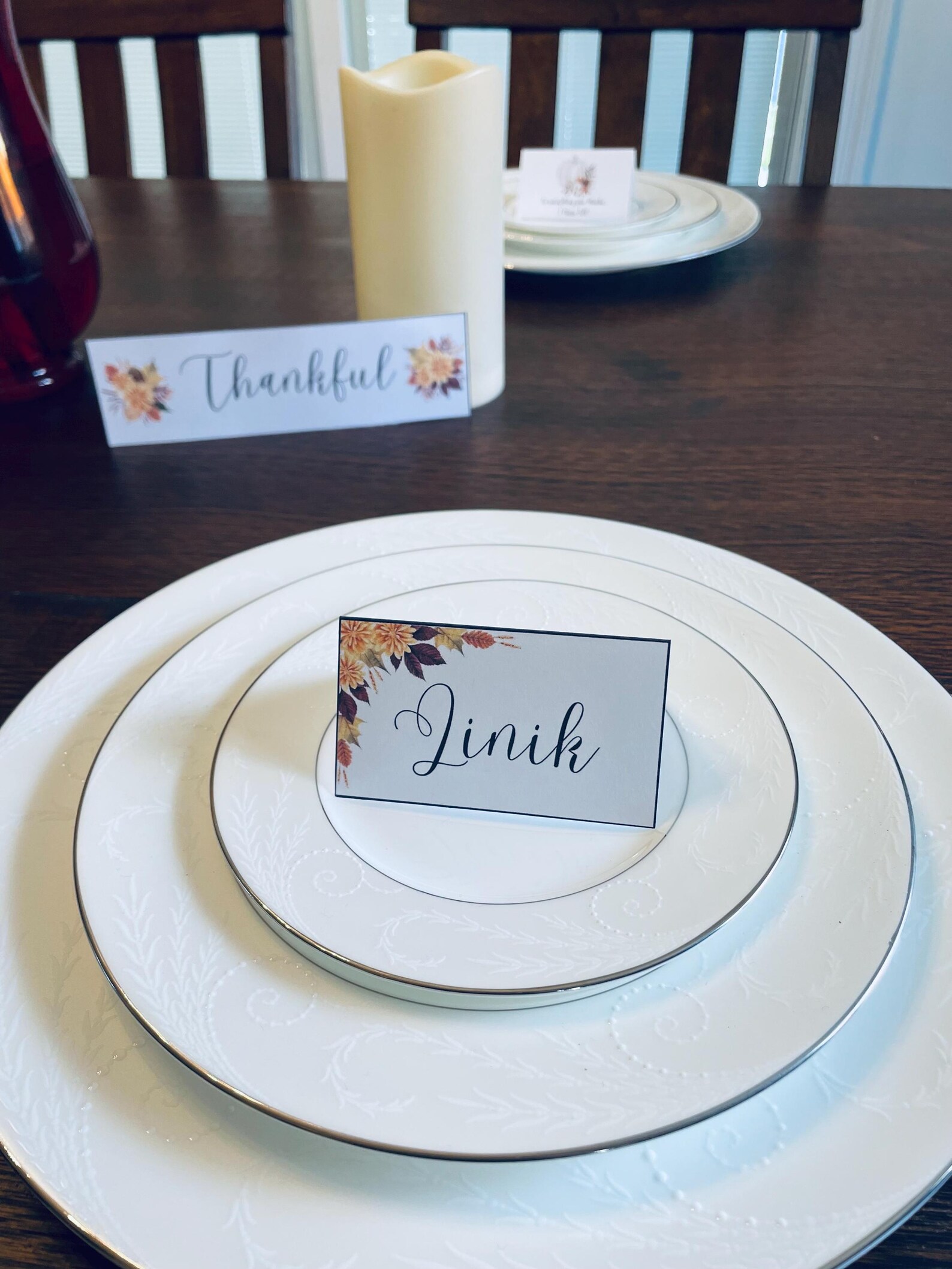 Thanksgiving Table Place Card Printable- Personalized- Custom- Fall ...