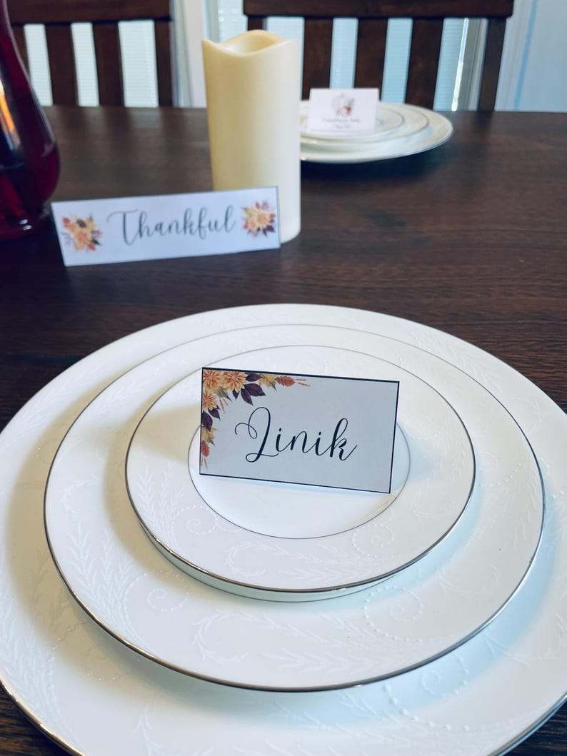 Thanksgiving Table Place Card Printable- Personalized- Custom- Fall ...