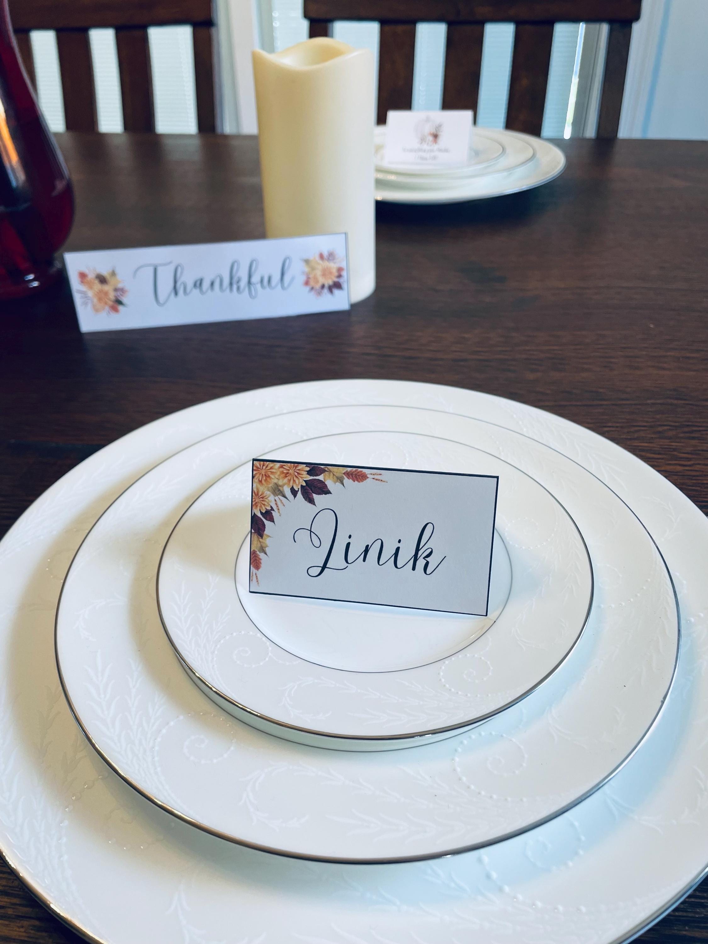 Thanksgiving Table Place Card Printable Personalized Custom Fall Table ...