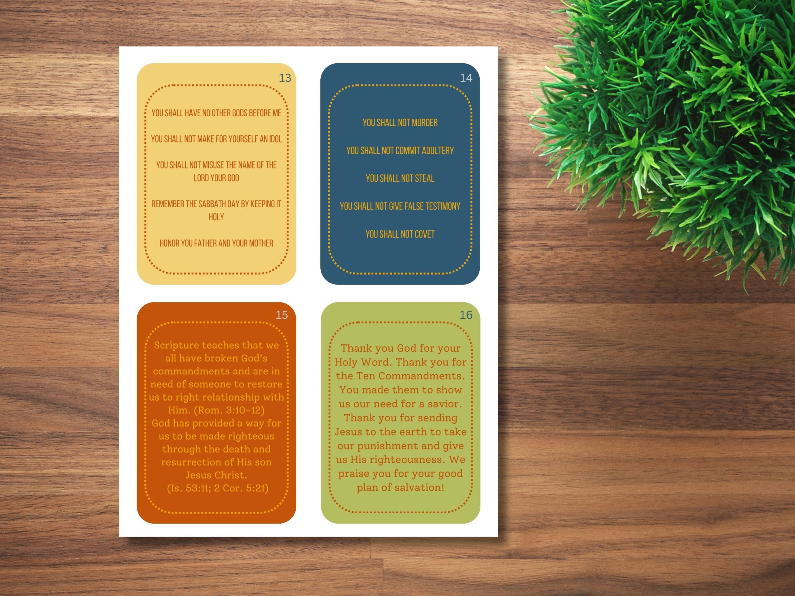 Ten Commandments Learning Cards - Homeschool Learning Cards - Christian ...
