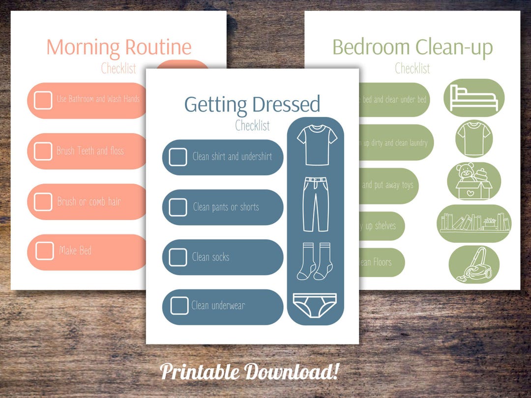 Visual Checklist Bundle- Kids Cleaning List- Preschool Check List ...