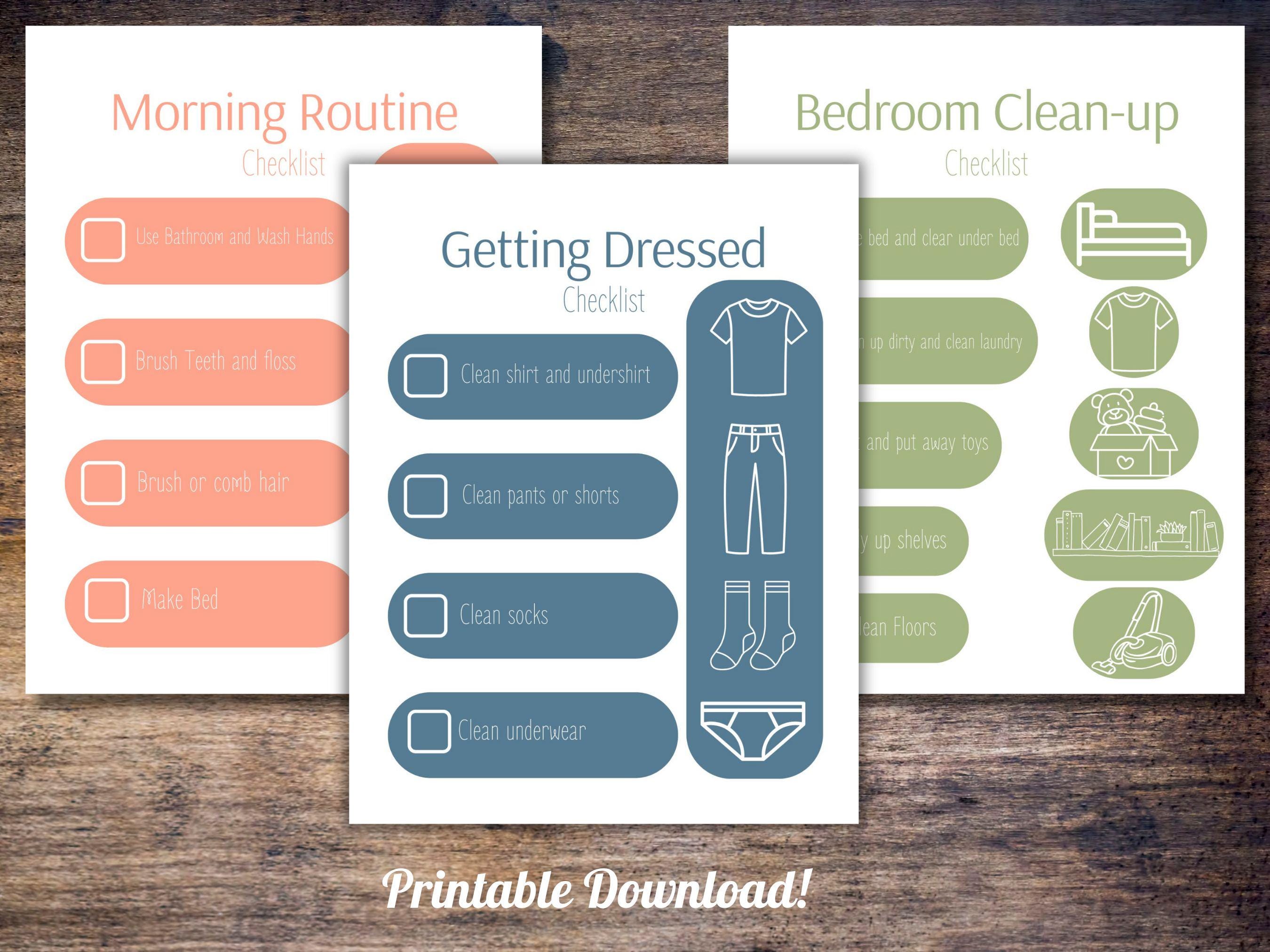 Visual Checklist Bundle- Kids Cleaning List- Preschool Check List ...