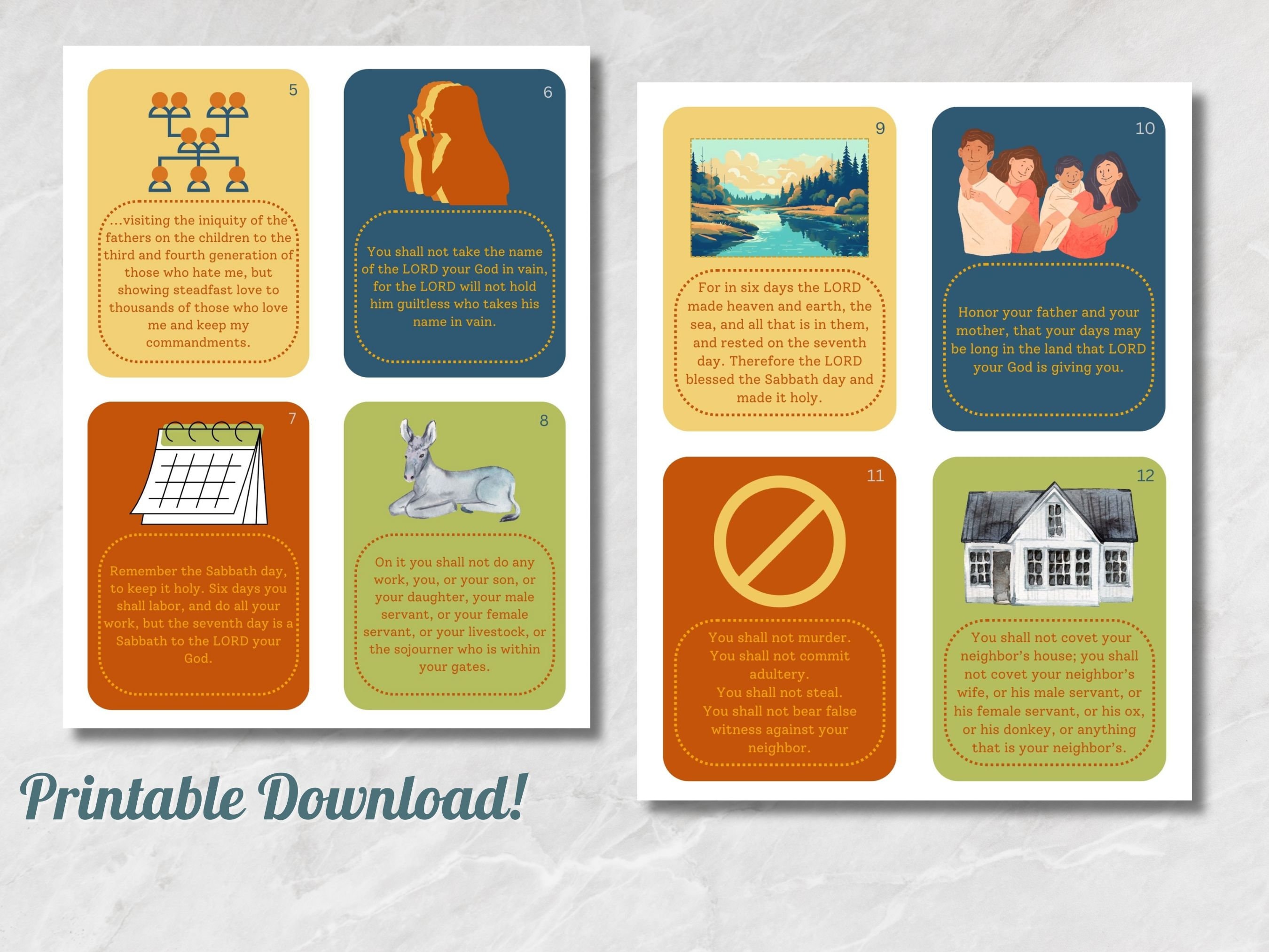 Ten Commandments Learning Cards - Homeschool Learning Cards - Christian ...