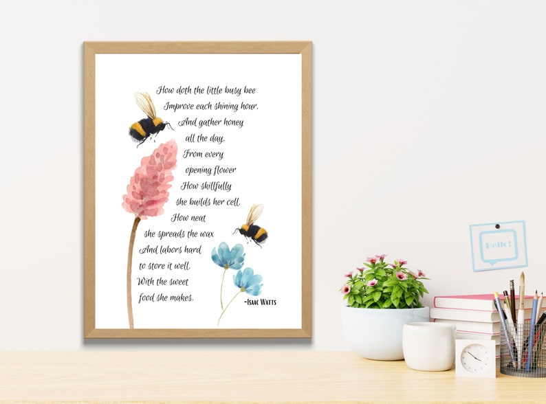 Busy Bee Poem Print: Isaac Watts Poetry (digital Download) - Etsy