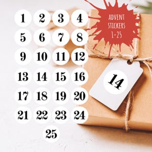 Advent Calendar Numbers for Christmas Calendar Round Tags Number Tags ...