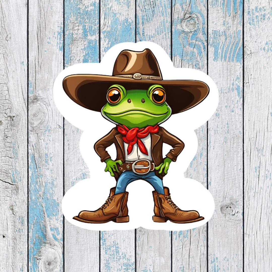 Cowboy Frog Sticker: Funny Western Toad Decal - Etsy