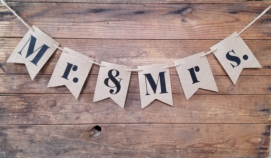 Mr and Mrs Banner for Wedding Banner Burlap Banner Wedding Decorations ...