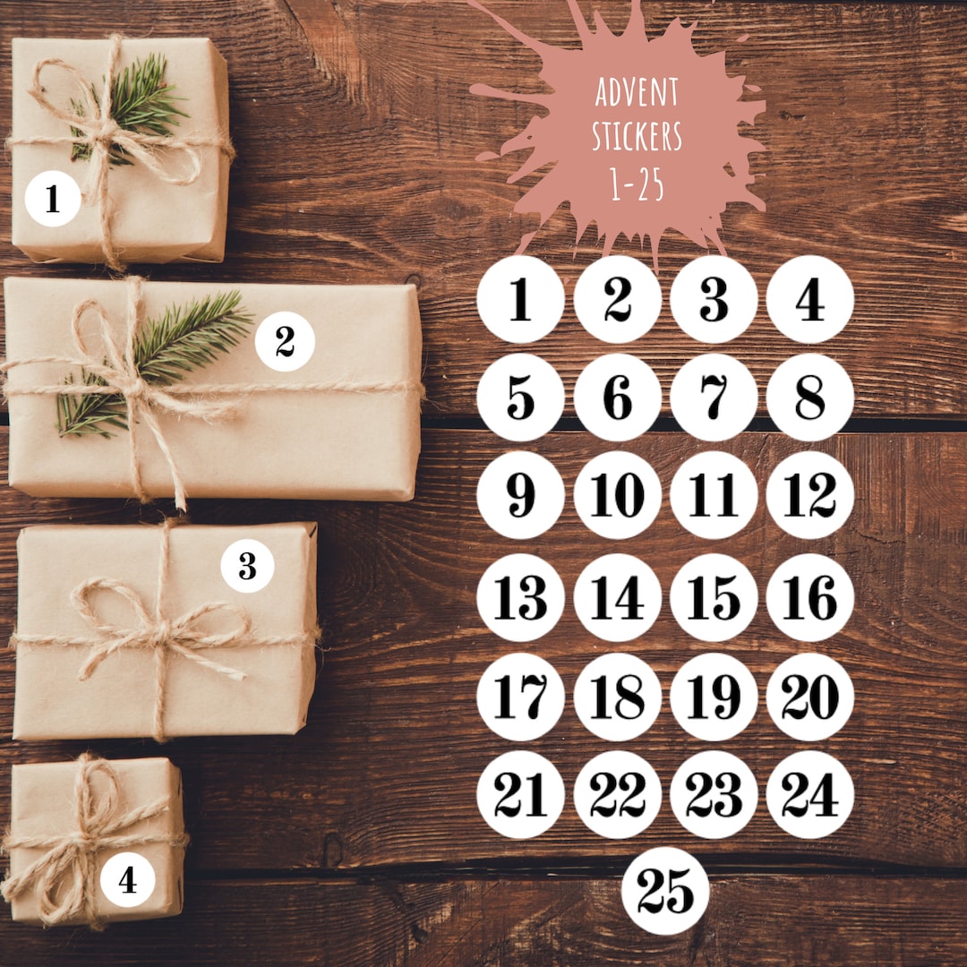 Advent Calendar Numbers for Christmas Calendar Round Tags Number Tags ...