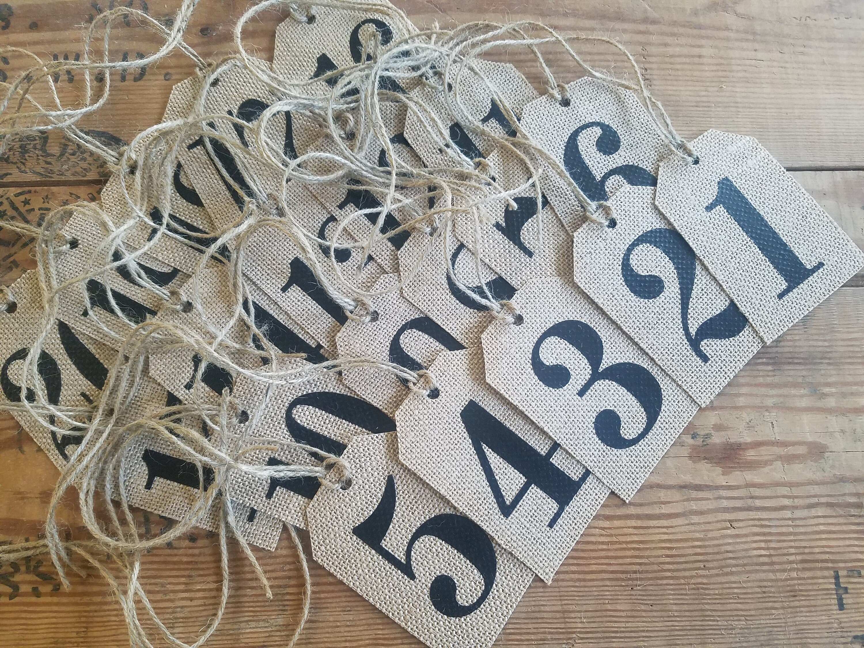 Rustic Burlap Table Numbers burlap numbers burlap tags mason | Etsy
