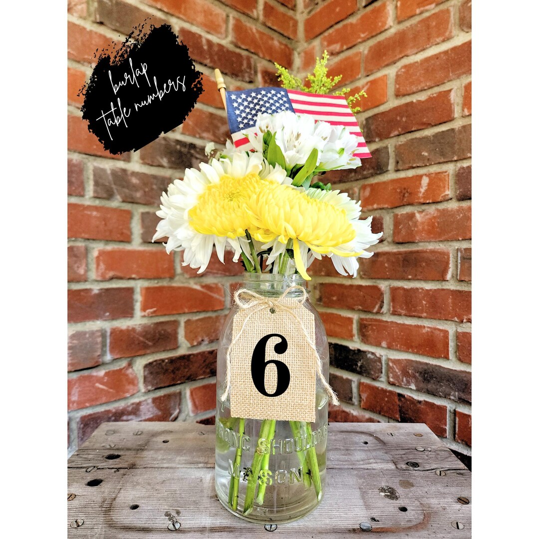 Rustic Burlap Table Numbers, Wedding Decor Tags - Etsy