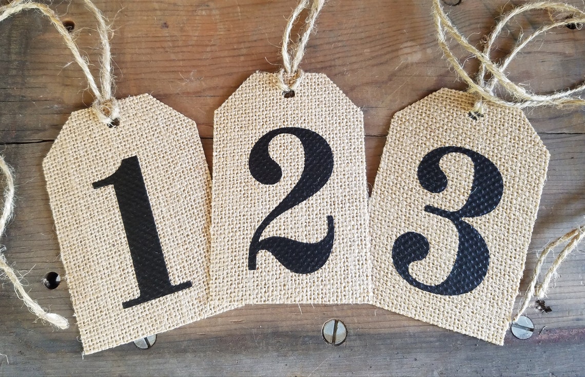 Rustic Burlap Table Numbers Burlap Numbers Burlap Tags - Etsy