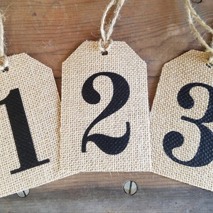 Rustic Burlap Table Numbers, Burlap Numbers, Burlap Tags, Mason Jar Tag ...