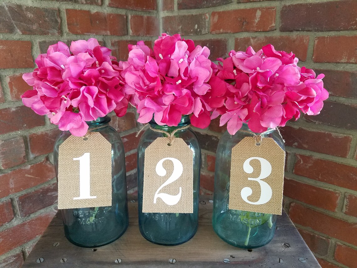 Rustic Burlap Table Numbers Burlap Numbers Burlap Tags - Etsy