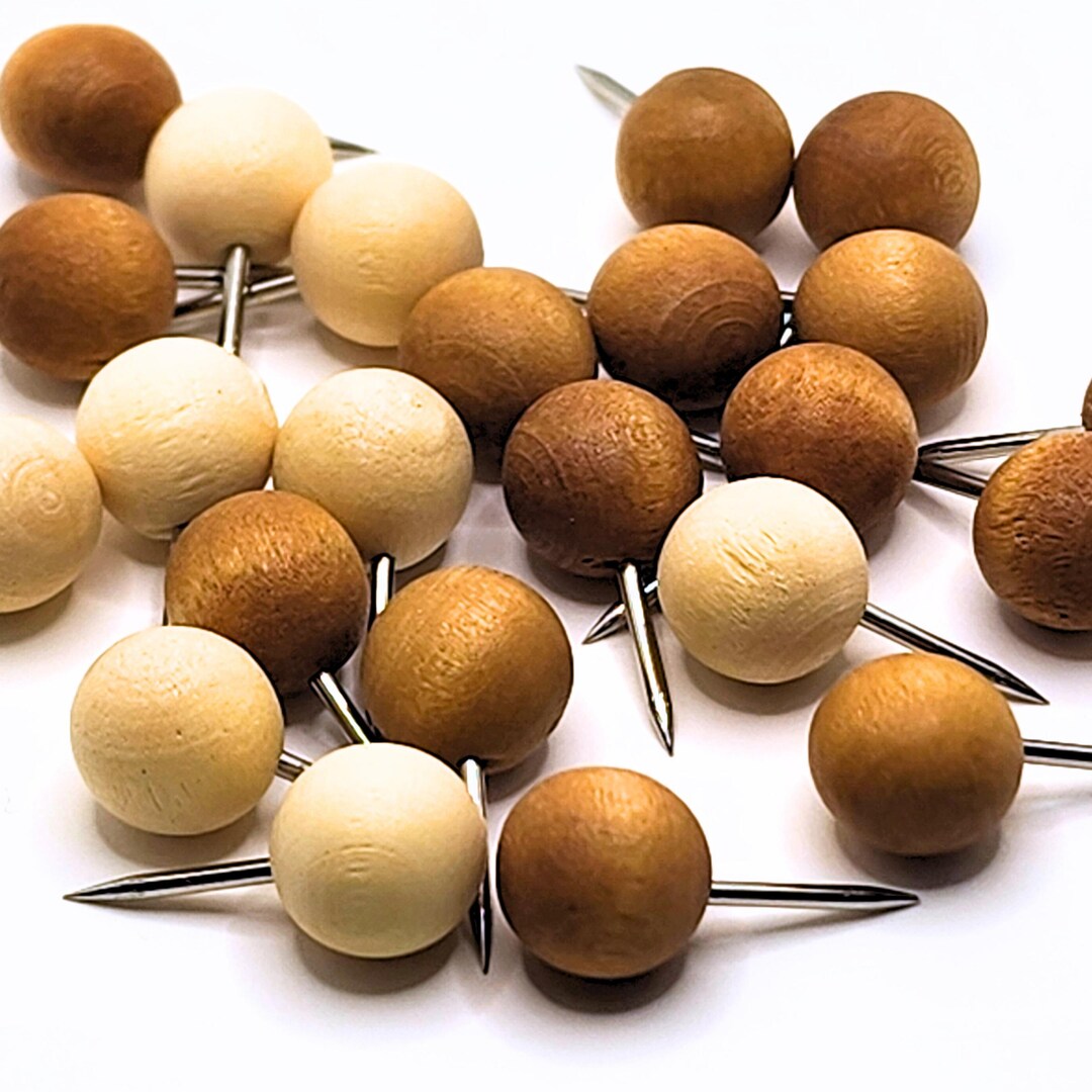 Wood Push Pins for Map Pins Corkboard Pins Natural Wood Pins Wooden ...