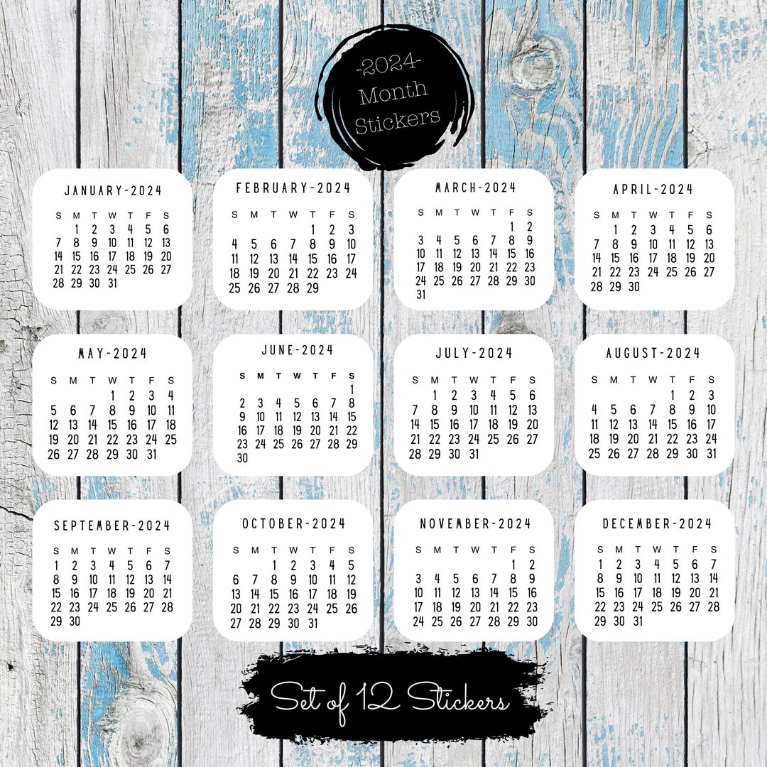 Mini 2024 Calendar Stickers for Planner Stickers Monthly Stickers 2024 ...