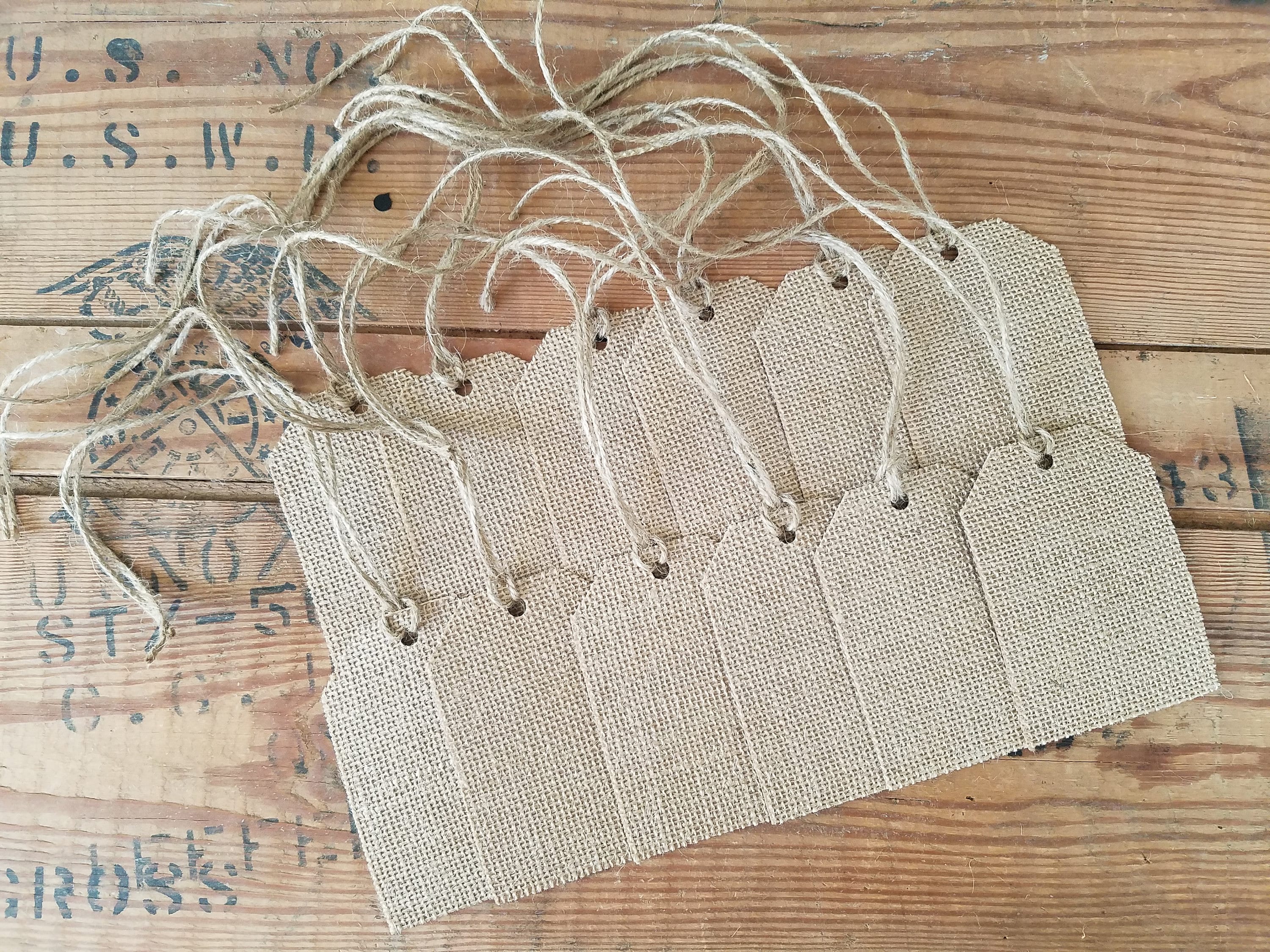 Burlap Tags burlap blank tag mason jar tag table number tag | Etsy