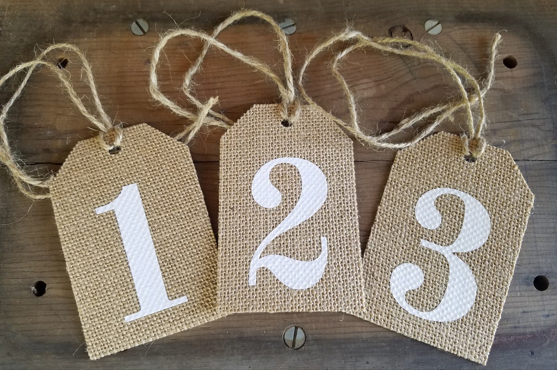 Rustic Burlap Table Numbers Burlap Numbers Burlap Tags - Etsy