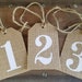 Rustic Burlap Table Numbers, Burlap Numbers, Burlap Tags, Mason Jar Tag ...