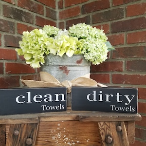 Clean Dirty Towels Wood Sign Set. Clean Towels Sign, Dirty Towels Sign ...
