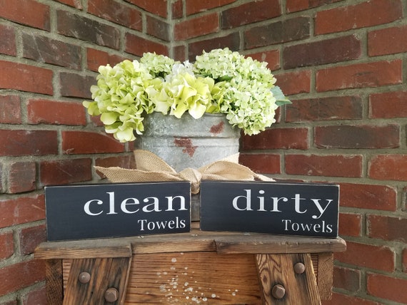 Clean Dirty Towels Wood Sign Set. Clean Towels Sign Dirty | Etsy