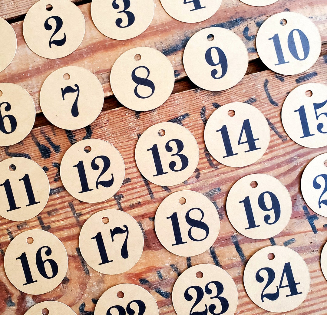 Etiquetas de números redondos para calendario de Adviento, etiquetas de ...