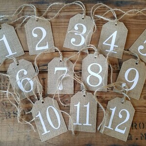 Rustic Burlap Table Numbers, Burlap Numbers, Burlap Tags, Mason Jar Tag ...