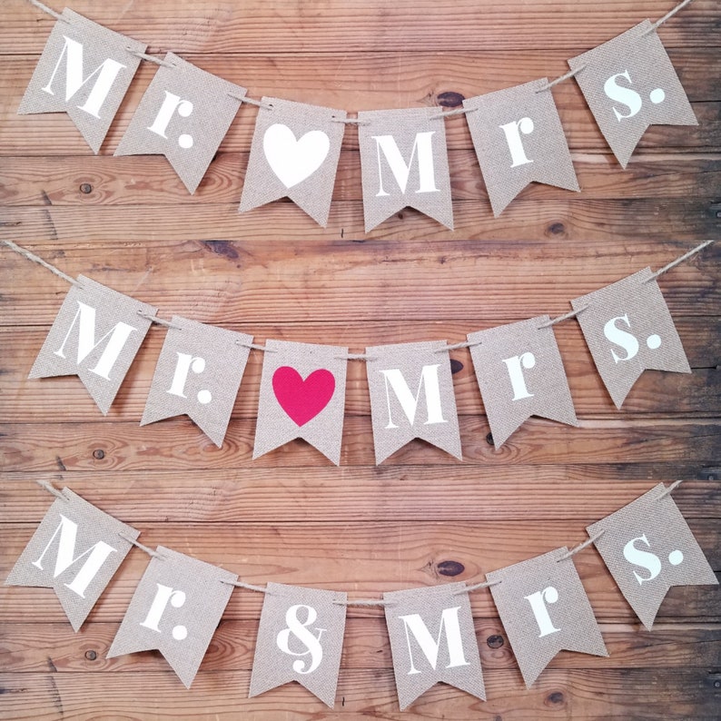Mr and Mrs Banner for Wedding Banner Burlap Banner Wedding | Etsy
