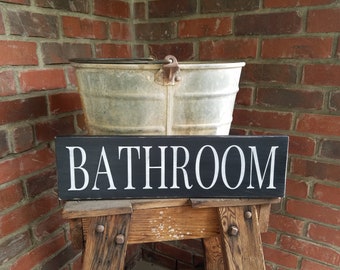 Rustic bathroom sign | Etsy