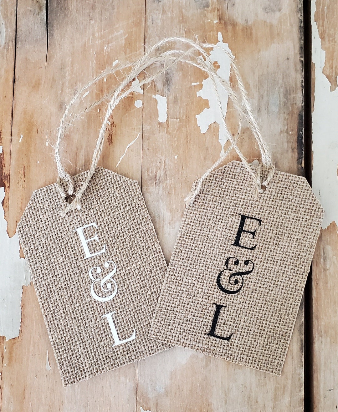 Burlap Tags for Wedding Table Tags for Mason Jar Tags Initial Tags ...